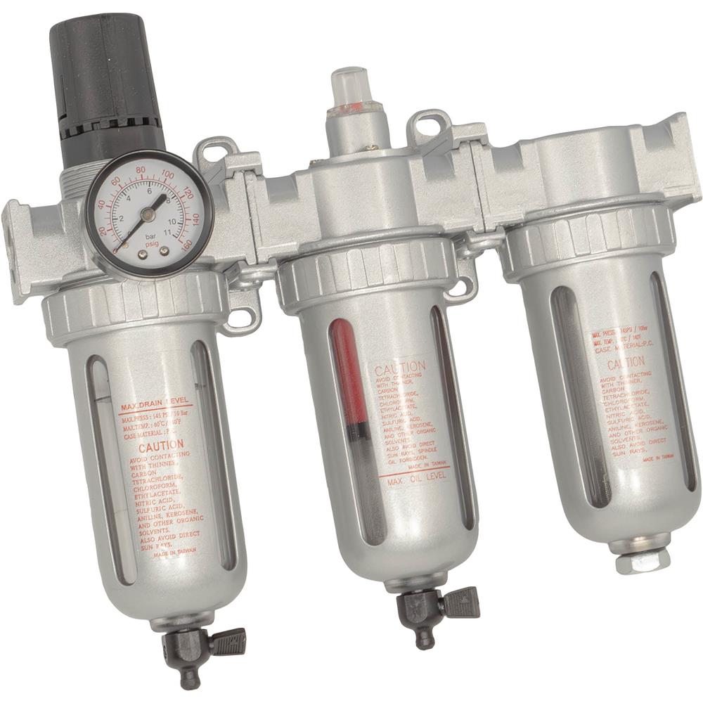 1/2" 3-Stage Filter/Regulator, 150 PSI - Grizzly Industrial, Inc.