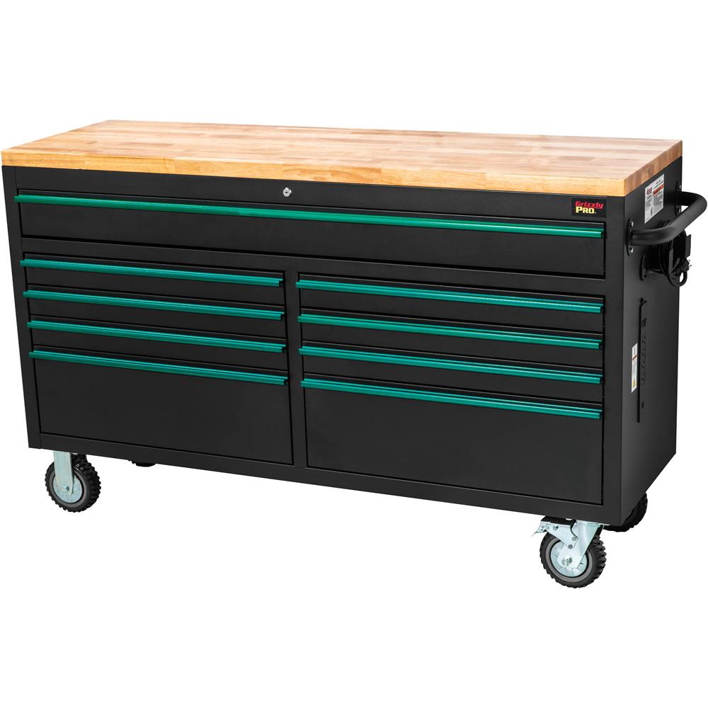 Grizzly PRO T34621 - 61" 9-Drawer Tool Cabinet w/ Outlets - Grizzly ...
