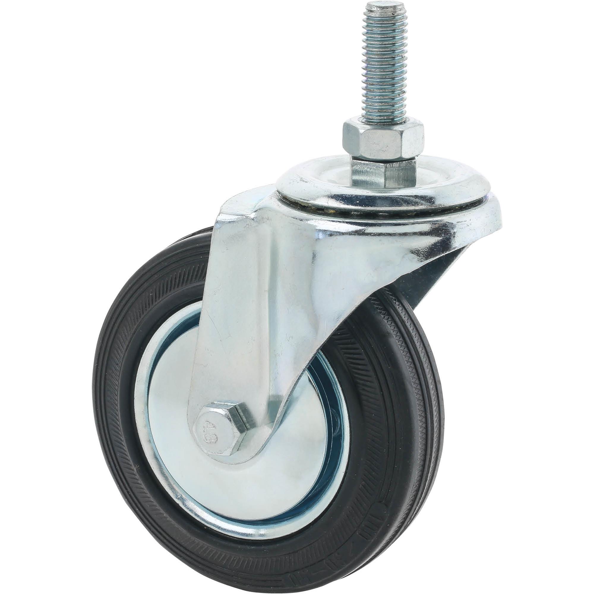 4" Black Rubber Swivel Caster, Threaded - Grizzly Industrial, Inc.