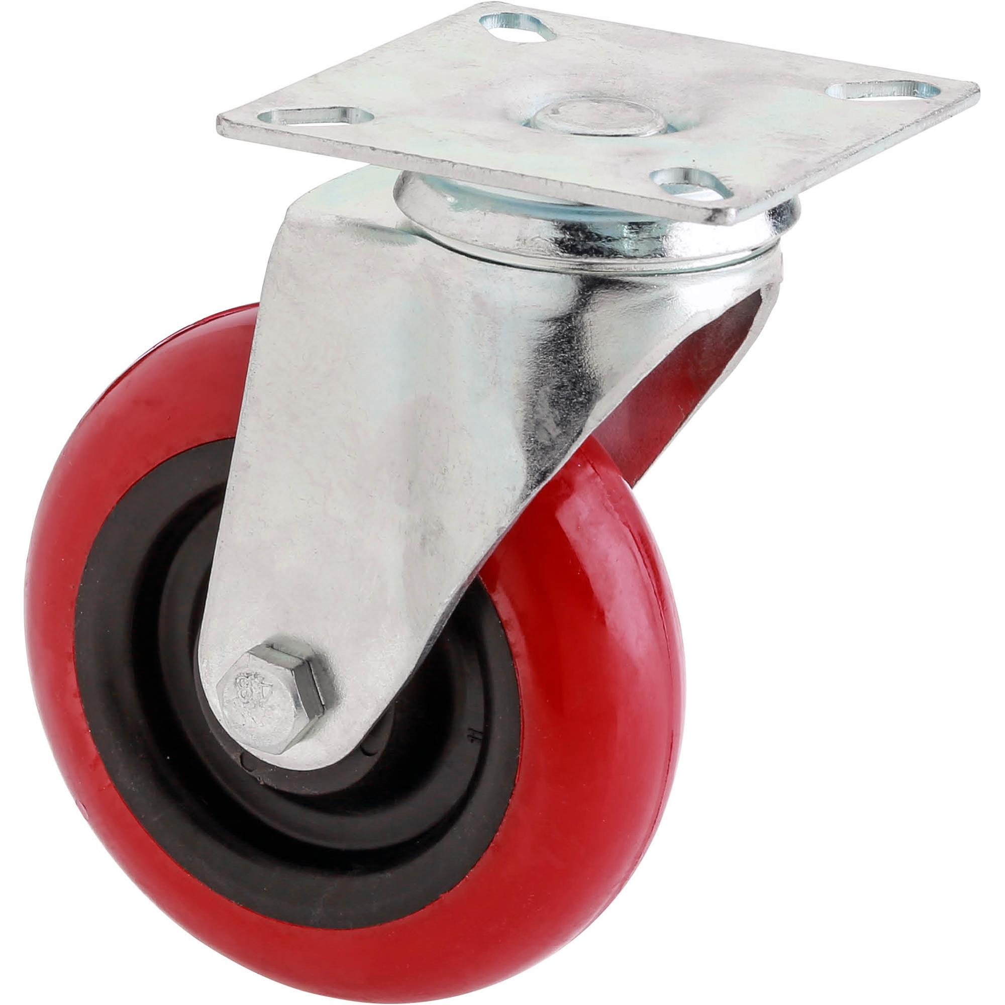 4" Red Polyurethane Swivel Caster - Grizzly Industrial