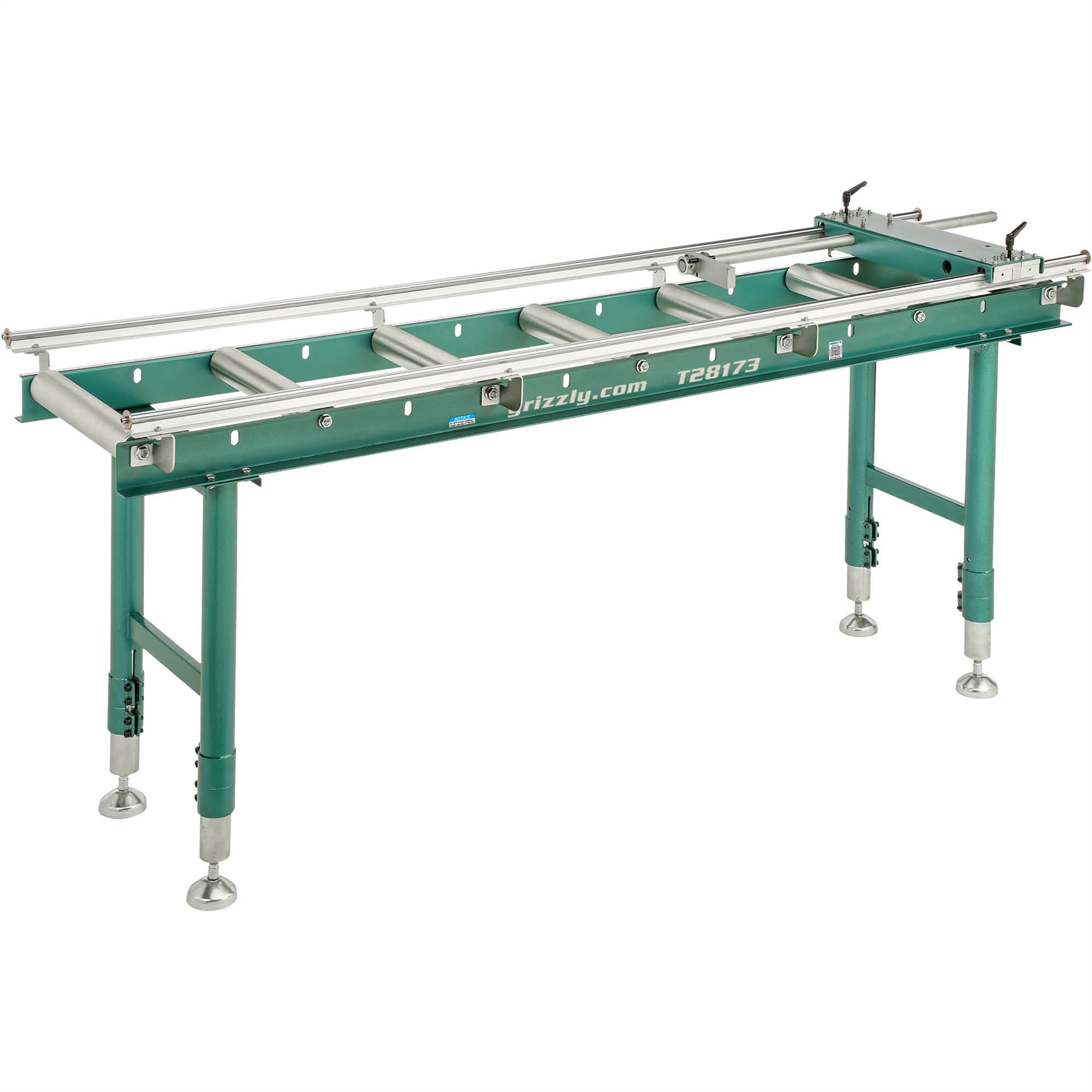14" x 78" Heavy-Duty Roller Table with Work Stop - Grizzly Industrial, Inc.